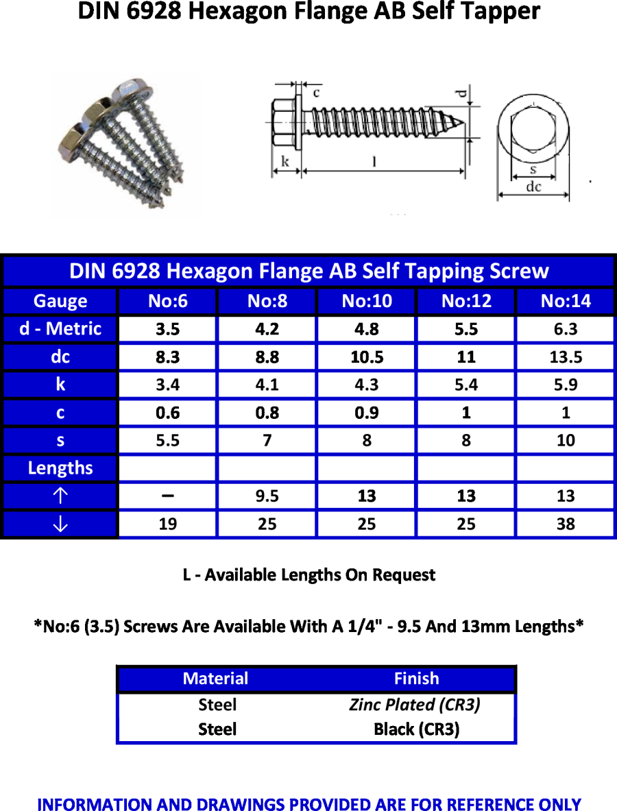 Self Drilling Screw Size Chart Pdf at Peter Price blog